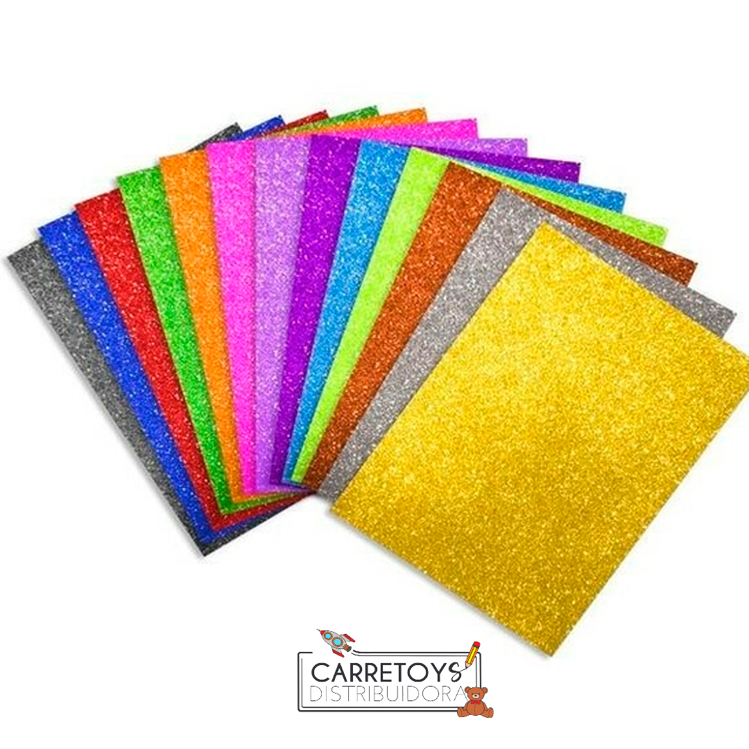 GOMA EVA CON BRILLO 40X60 PAQUETE X 10U - IMPORTADO